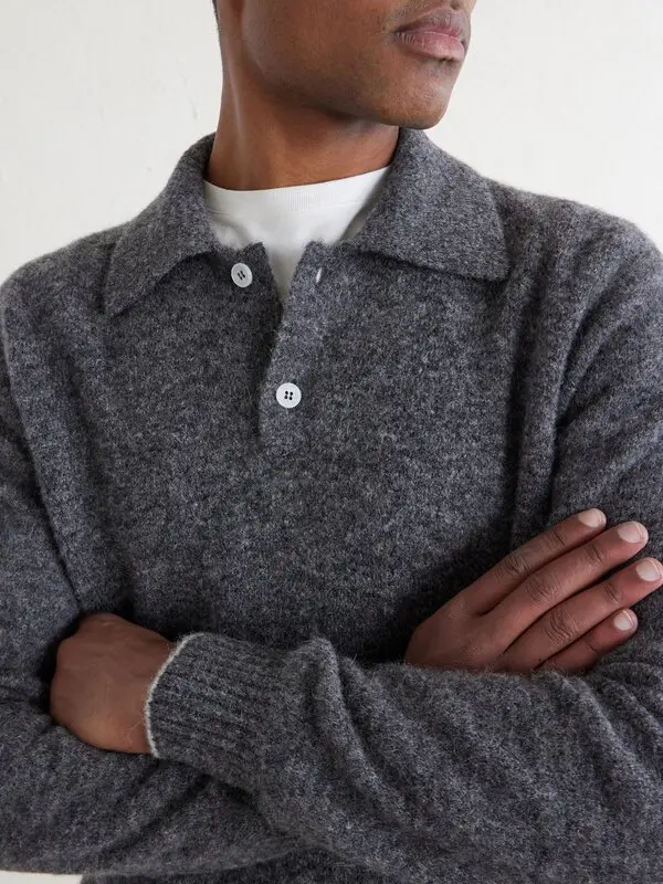Brunello Cucinelli Brushed Alpaca-blend Polo Sweater