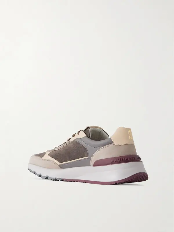 Brunello Cucinelli Paneled Suede And Leather Low Top Sneakers