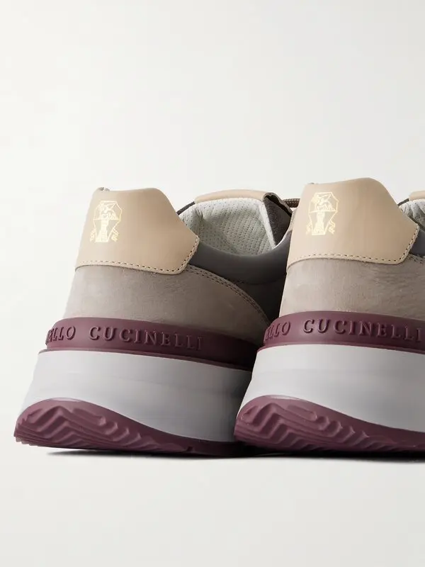 Brunello Cucinelli Paneled Suede And Leather Low Top Sneakers