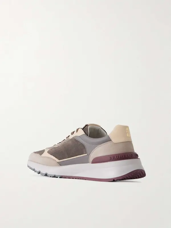 Brunello Cucinelli Paneled Suede And Leather Low Top Sneakers