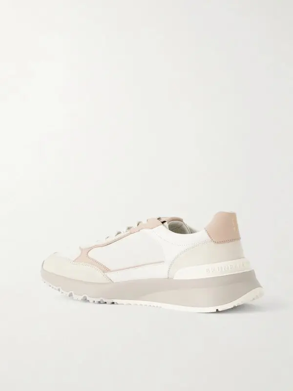 Brunello Cucinelli Paneled Suede And Leather Sneakers