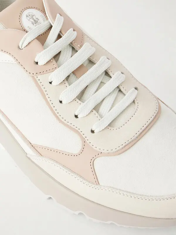 Brunello Cucinelli Paneled Suede And Leather Sneakers