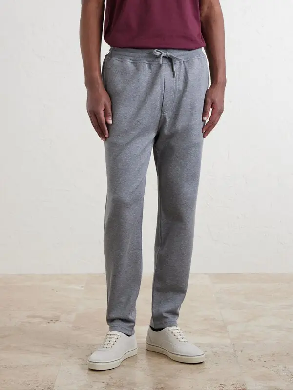 Brunello Cucinelli Tapered Cotton, Cashmere And Silk-blend Jersey Sweatpants