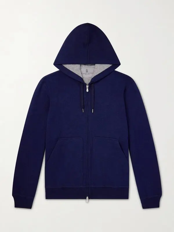 Brunello Cucinelli Cotton-blend Zip-up Hoodie - Blue
