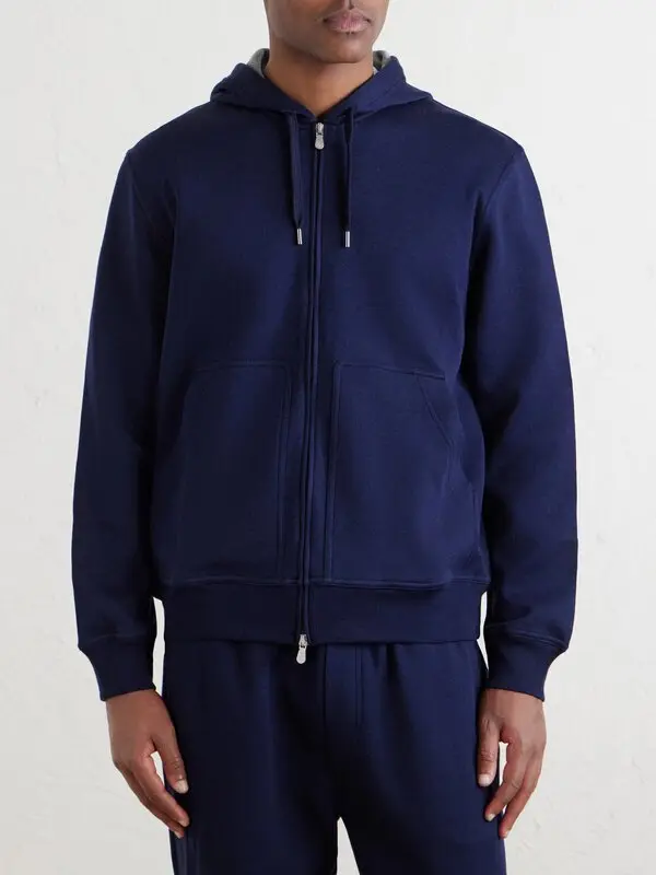 Brunello Cucinelli Cotton-blend Zip-up Hoodie - Blue