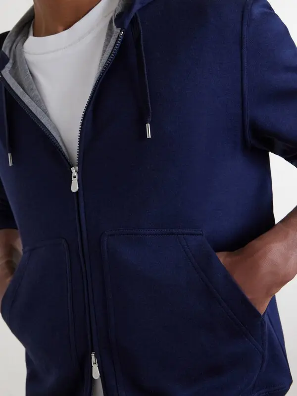 Brunello Cucinelli Cotton-blend Zip-up Hoodie - Blue