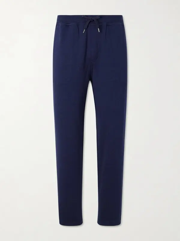 Brunello Cucinelli Tapered Cotton, Cashmere And Silk-blend Jersey Sweatpants - Blue