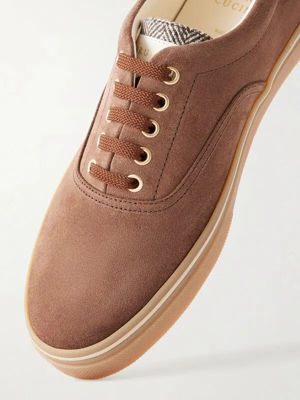 Brunello Cucinelli Suede Lace-up Sneakers - Brown