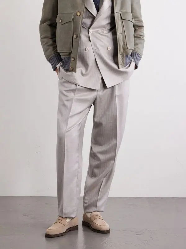 Brunello Cucinelli Suede Penny Loafers - Neutrals