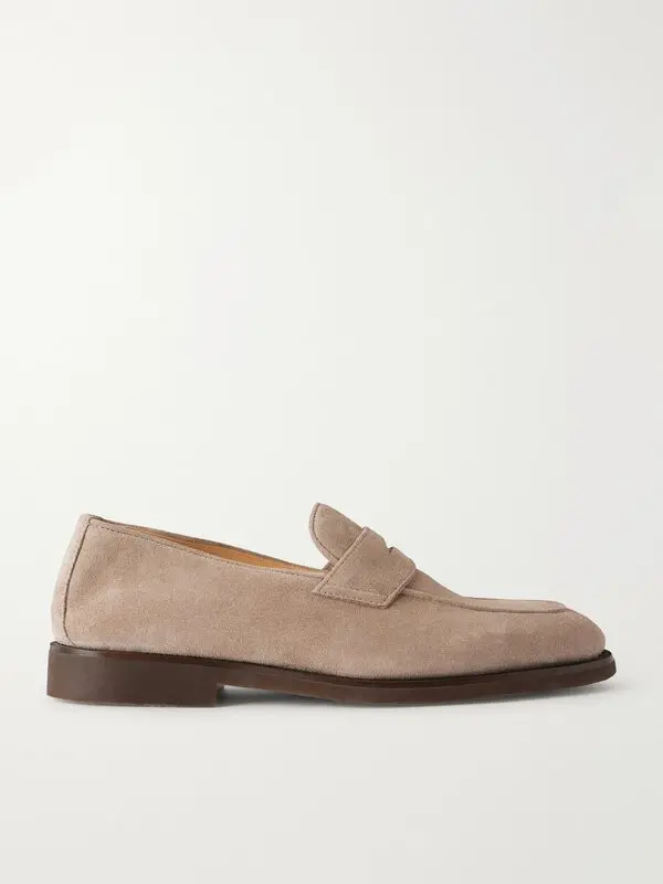 Brunello Cucinelli Suede Penny Loafers - Neutrals