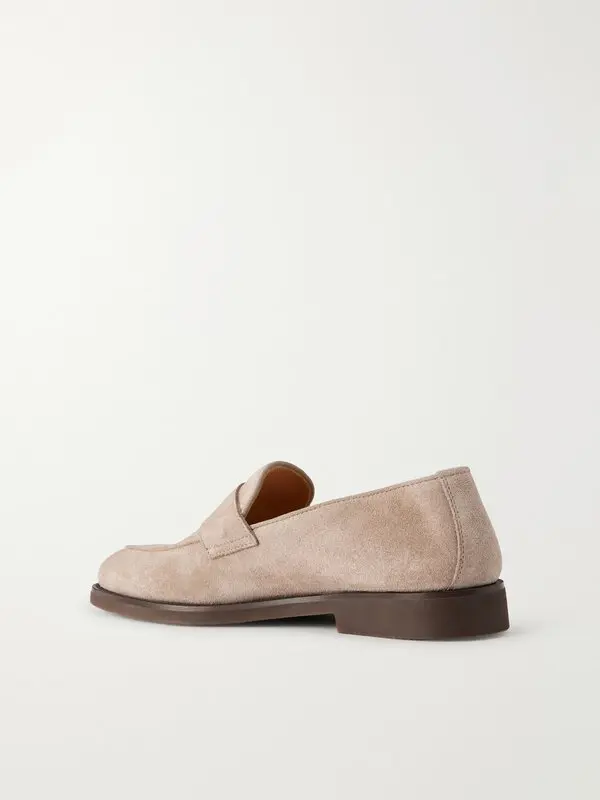 Brunello Cucinelli Suede Penny Loafers - Neutrals