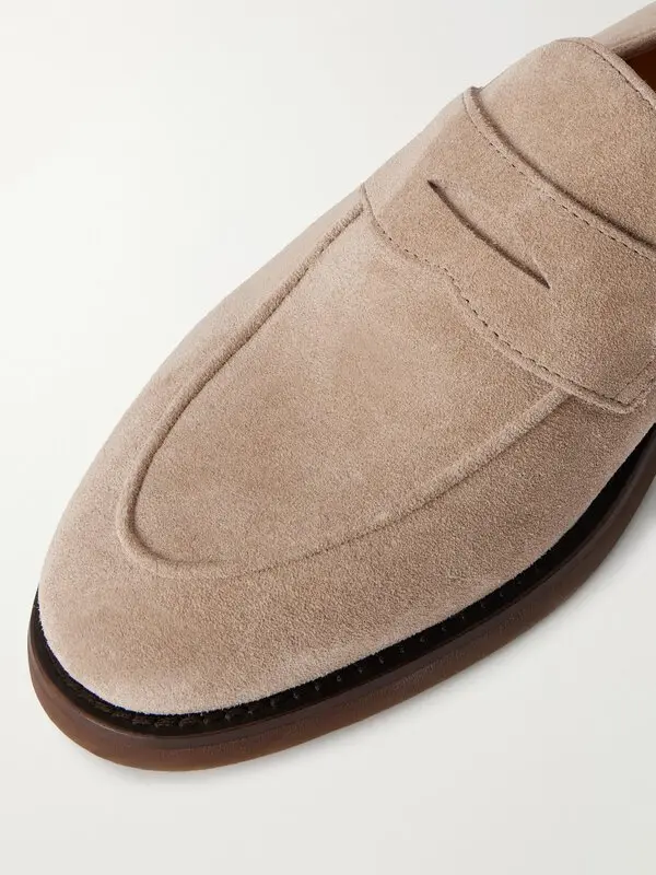 Brunello Cucinelli Suede Penny Loafers - Neutrals