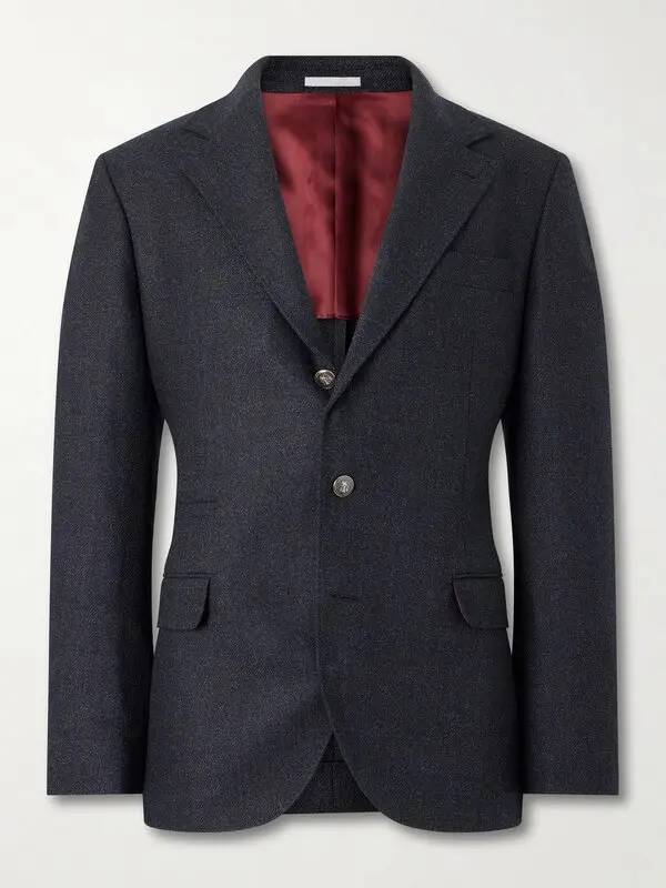 Brunello Cucinelli Virgin Wool Suit Jacket - Black