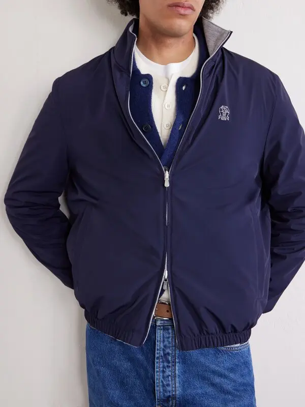 Brunello Cucinelli Logo-embroidered Shell Blouson Jacket