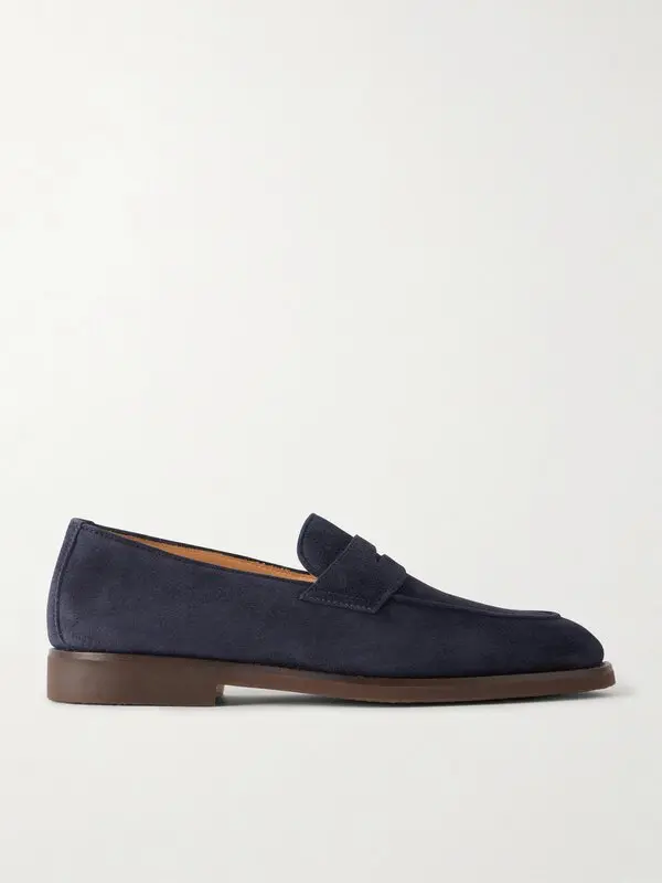 Brunello Cucinelli Suede Penny Loafers - Blue
