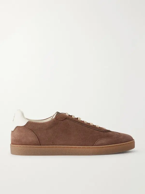 Brunello Cucinelli Coda Di Rondine Suede Sneakers - Brown