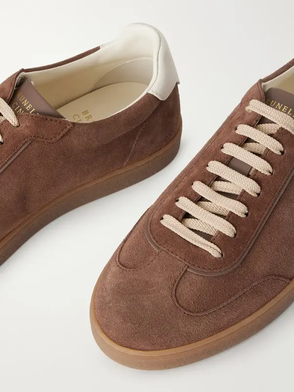 Brunello Cucinelli Coda Di Rondine Suede Sneakers - Brown