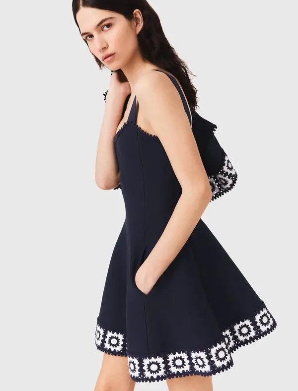 Maje Skater Dress With Crochet Hem