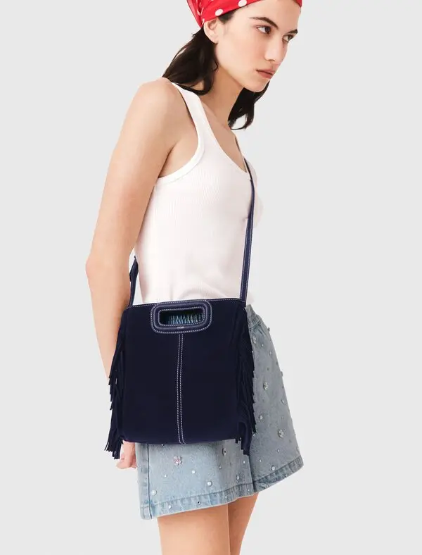 Maje Suede M Bag With Fringe Detail