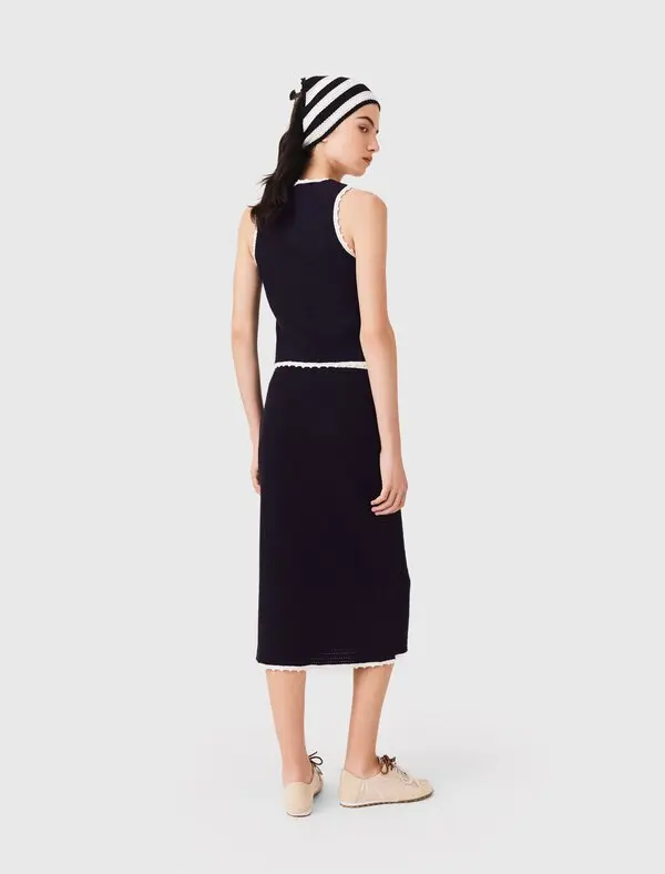 Maje Midi Skirt With Crochet Trim