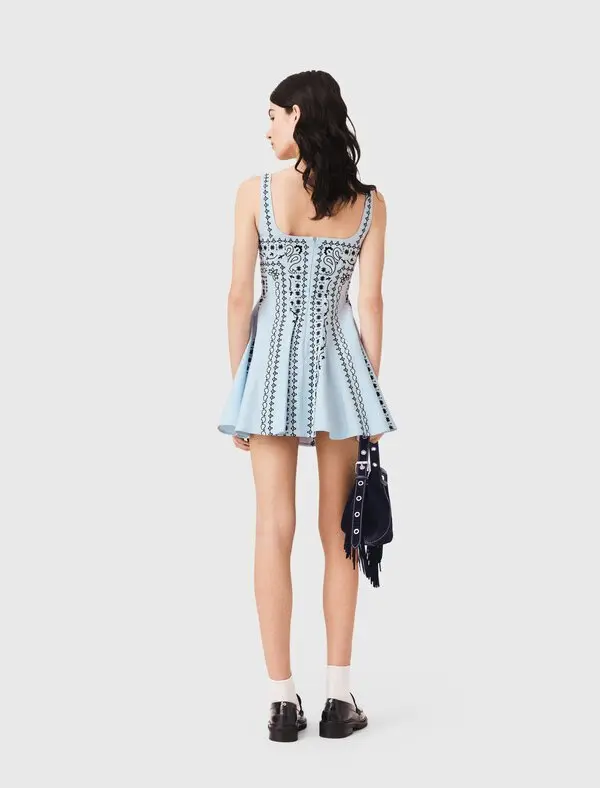 Maje Short Embroidered Linen-blend Dress