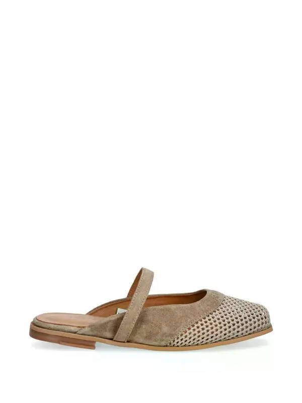 Inuikii Beige Leather Mules With Crochet Knit Panels - Neutrals