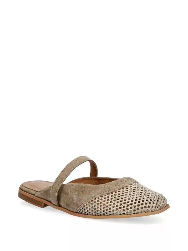 Inuikii Beige Leather Mules With Crochet Knit Panels