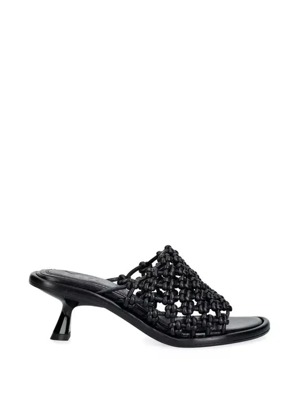 SOULIERS MARTINEZ Mariza Woven Kitten-heel Sandals - Black
