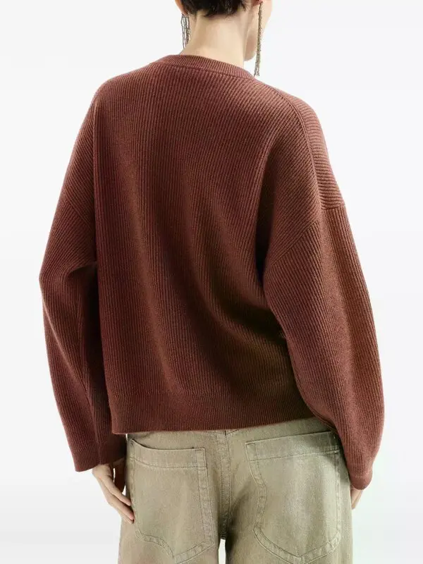 Brunello Cucinelli Sparkling Cashmere English Rib Knit Sweater - Brown