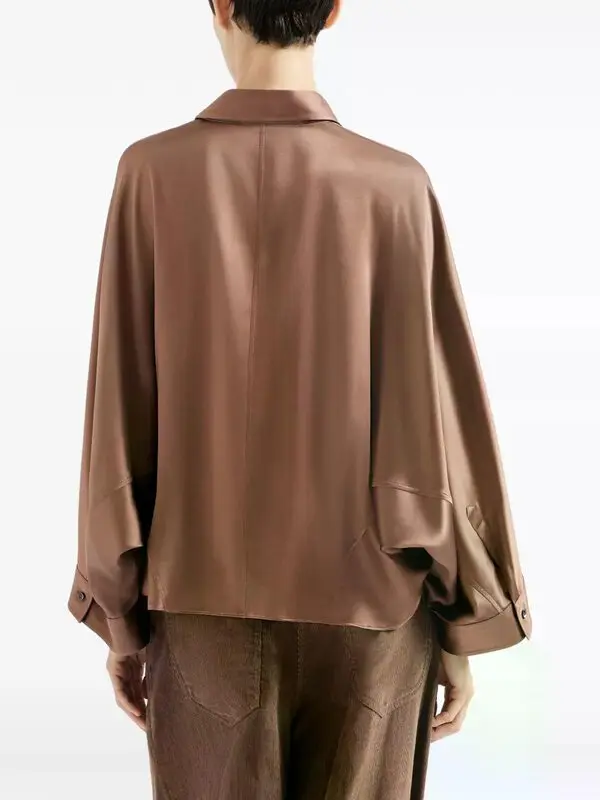 Brunello Cucinelli Stretch Silk Satin Shirt With Monili Detail
