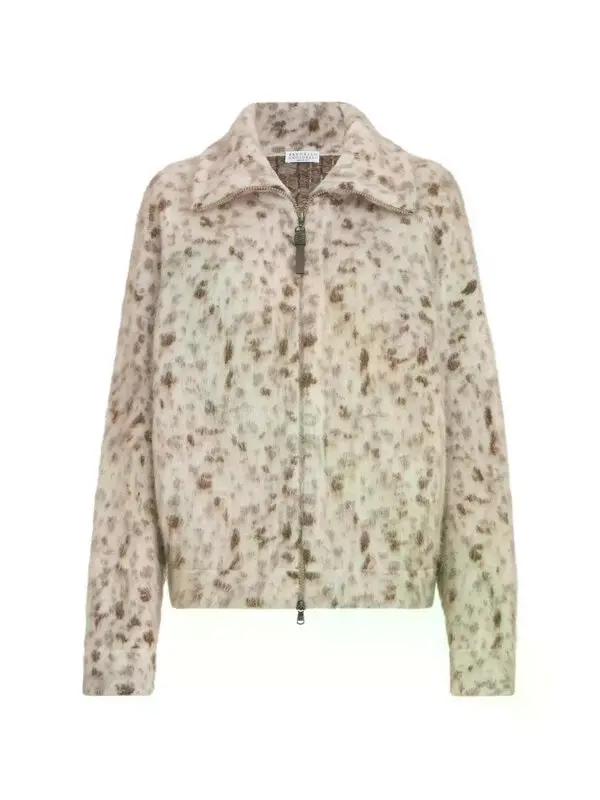 Brunello Cucinelli Lynx Jacquard Cardigan - Neutrals
