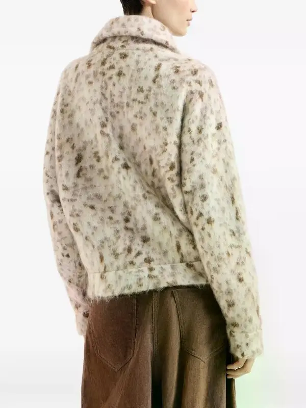 Brunello Cucinelli Mohair & Wool Lynx Jacquard Zip-up Cardigan - Neutrals