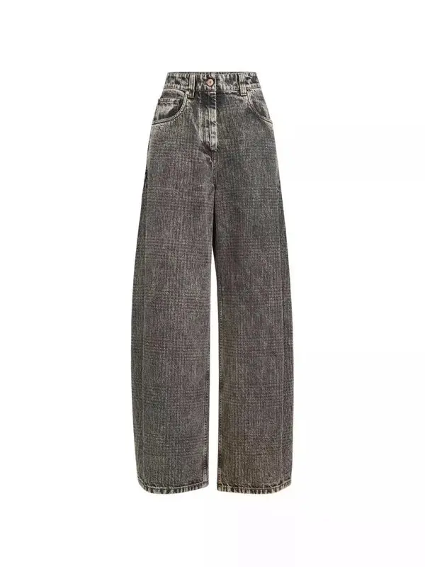 Brunello Cucinelli Monili Embellished Wide Leg Trousers - Grey