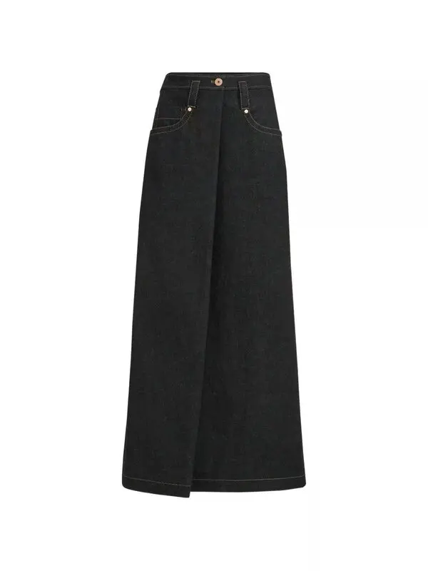 Brunello Cucinelli No-fade Denim Five-pocket Skirt With Monili Embellishment - Black