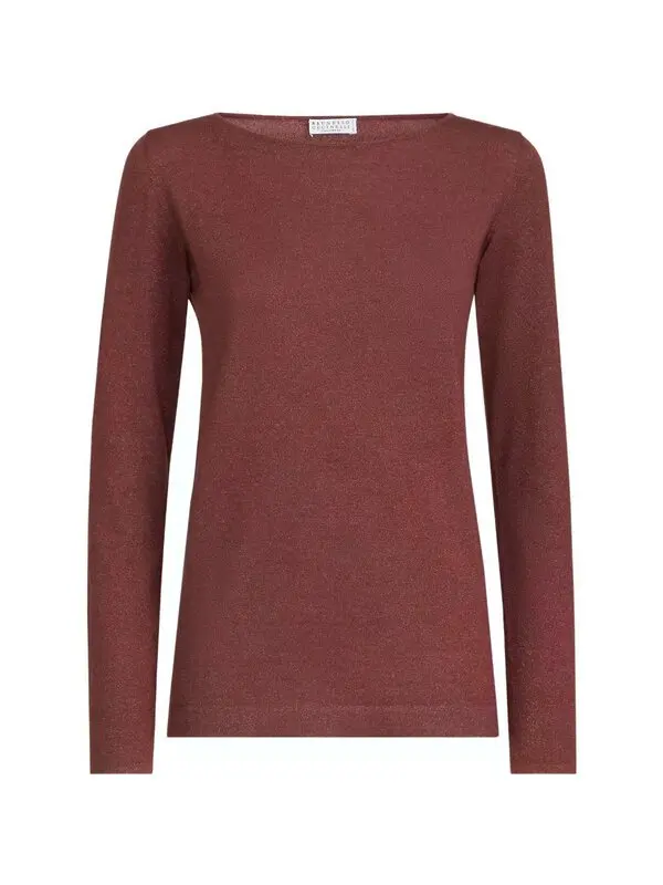 Brunello Cucinelli Sparkling Cashmere And Silk Lightweight Sweater - Red