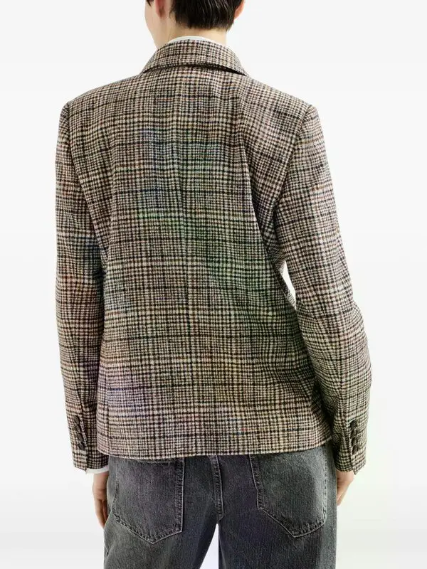 Brunello Cucinelli Prince Of Wales Alpaca And Wool Blazer With Monili - Brown