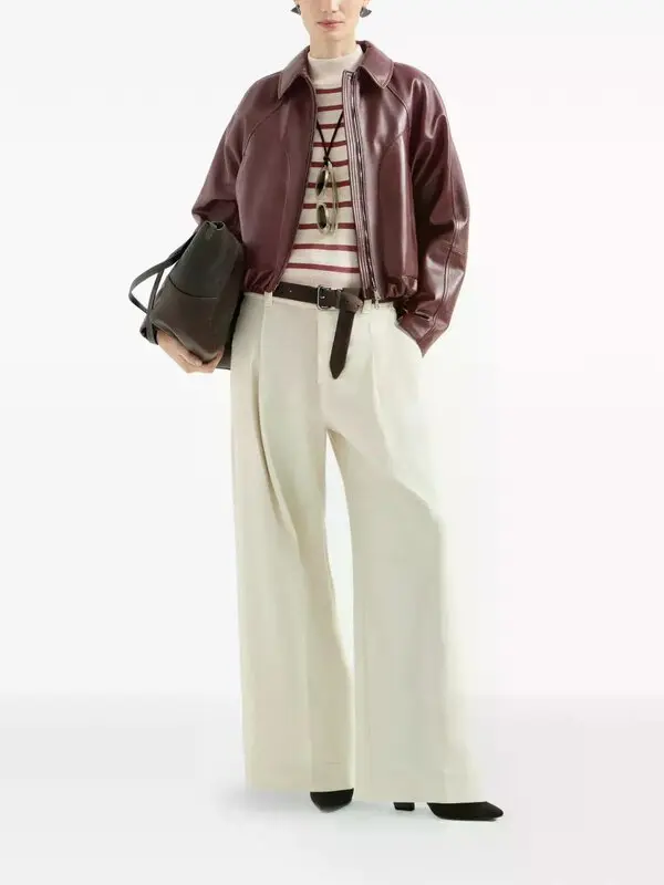 Brunello Cucinelli Virgin Wool, Cashmere, And Silk Knit T-shirt With Sparkling Stripes - Neutrals