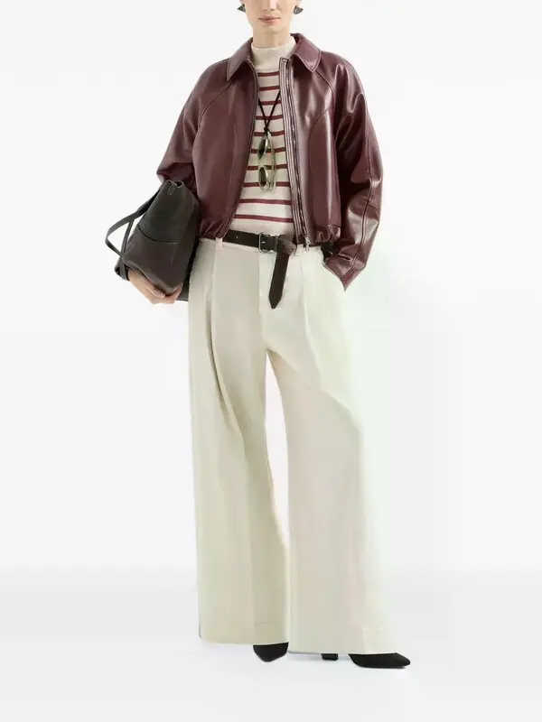 Brunello Cucinelli Virgin Wool, Cashmere, And Silk Knit T-shirt With Sparkling Stripes - Neutrals