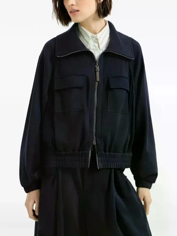 Brunello Cucinelli Cotton And Silk Interlock Zip-up Cardigan