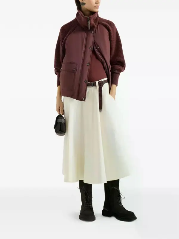 Brunello Cucinelli Ribbed Stretch Cotton Off-the-shoulder Top With Monili Detail