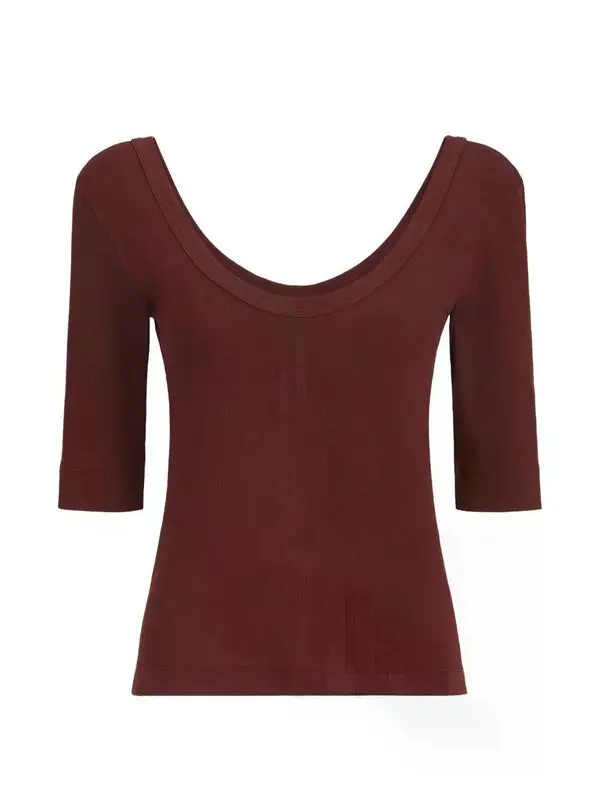 Brunello Cucinelli Stretch Cotton Ribbed Jersey T-shirt With Monili Embellishment - Red