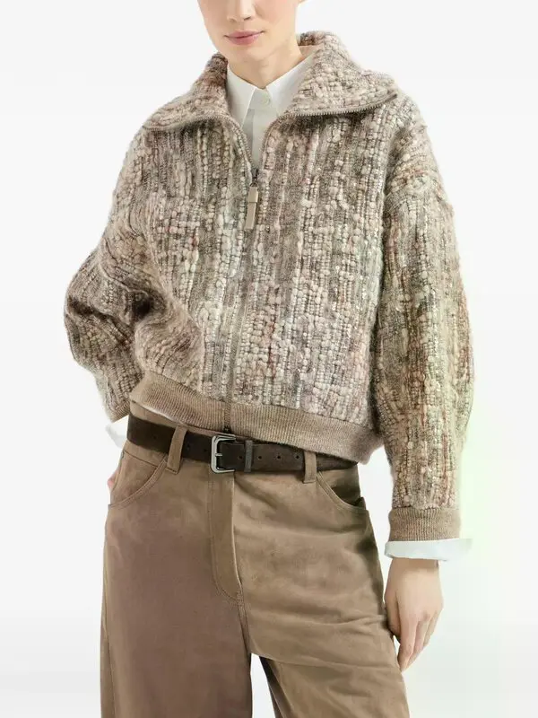 Brunello Cucinelli Mohair And Wool Cardigan - Neutrals