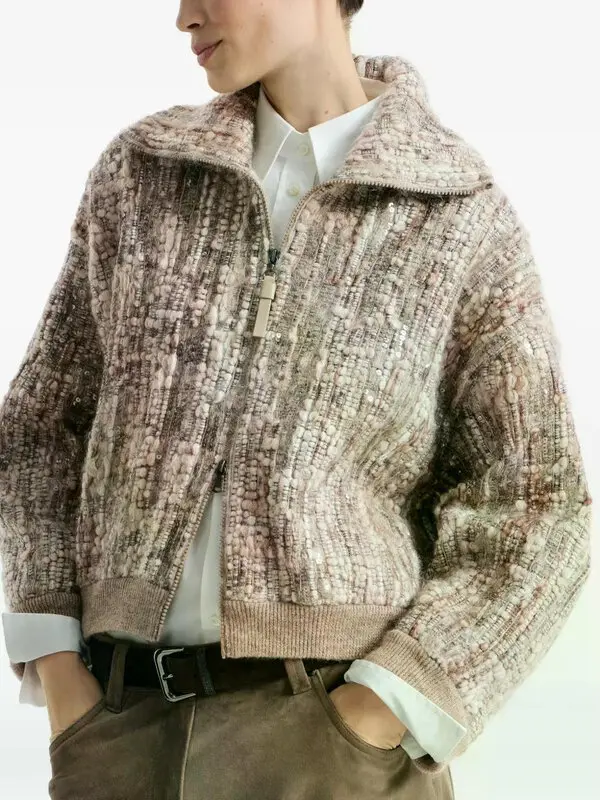 Brunello Cucinelli Mohair And Wool Cardigan - Neutrals