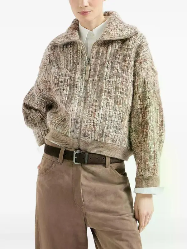 Brunello Cucinelli Mohair And Wool Cardigan - Neutrals