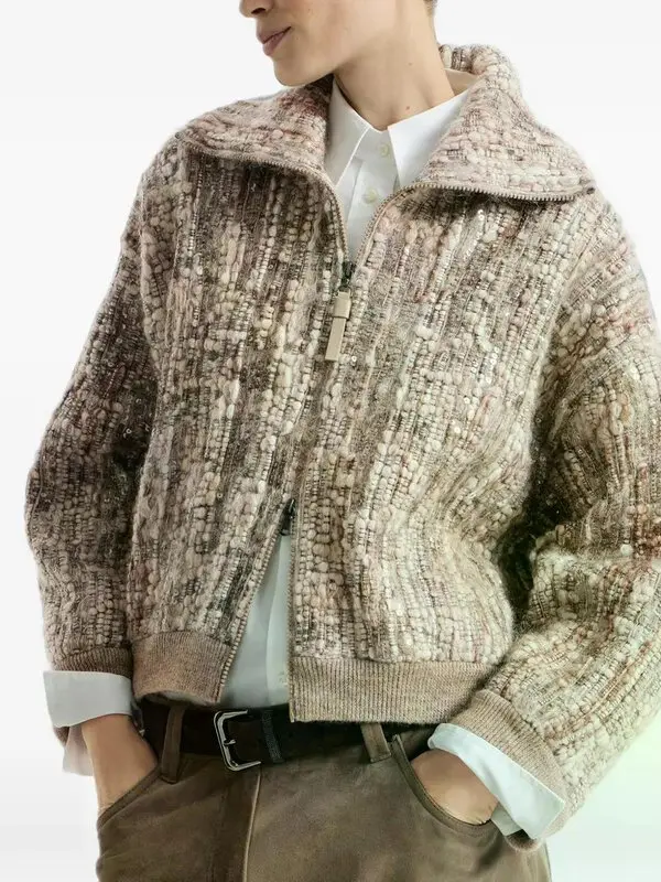 Brunello Cucinelli Mohair And Wool Cardigan - Neutrals