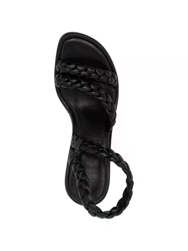 SOULIERS MARTINEZ Braided Leather Slingback Sandals