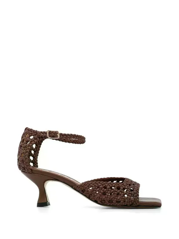SOULIERS MARTINEZ Veronica Woven Leather Sandals - Brown
