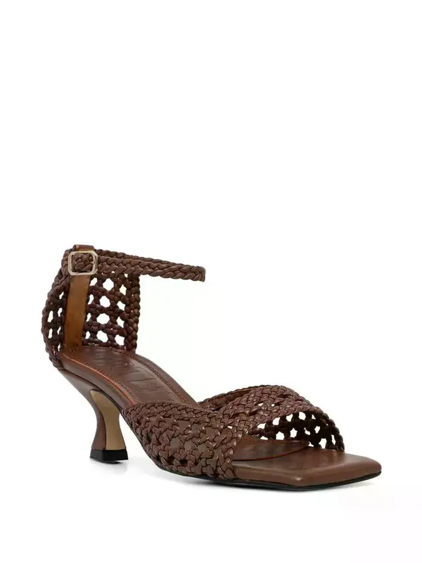 SOULIERS MARTINEZ Veronica Woven Leather Sandals - Brown