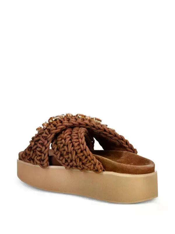 Inuikii Woven Crystal-embellished Platform Sandals