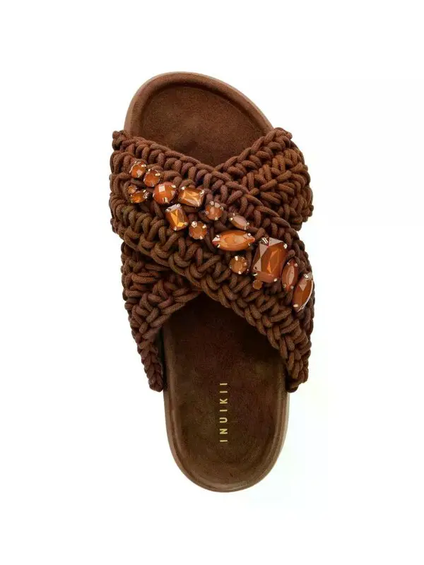 Inuikii Woven Crystal-embellished Platform Sandals